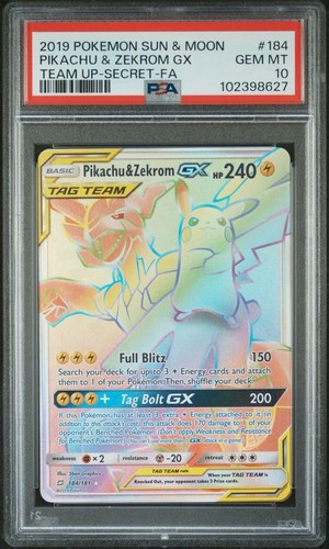 PIKACHU & ZEKROM GX 184/187 | PSA 10 | Tag Team Team up Graded Pokemon ...