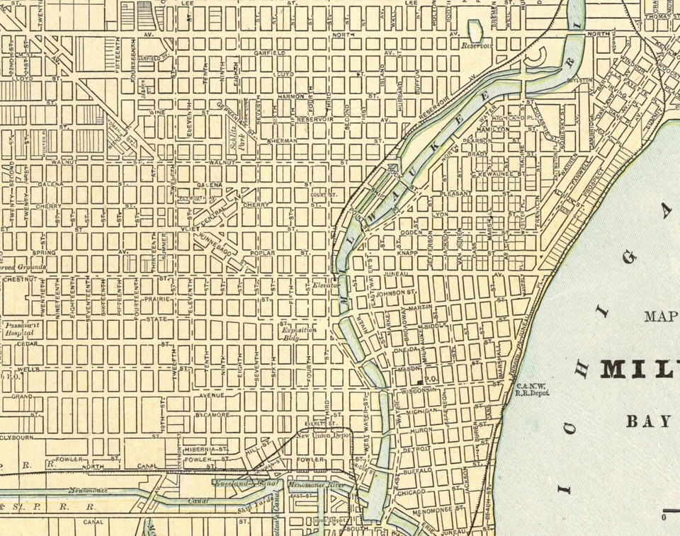 1894 Antique Milwaukee Street Map City Map of Milwaukee Wisconsin Map ...