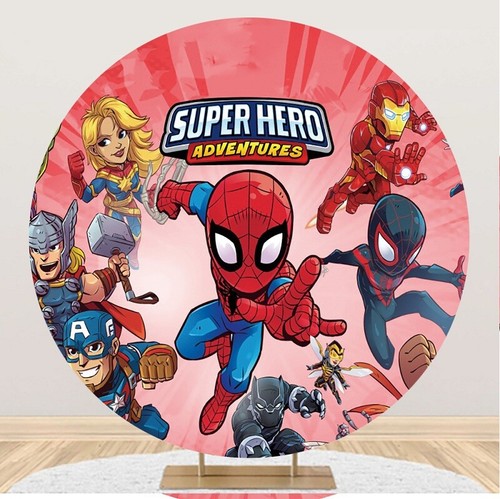 Round Circle Spiderman Backdrop Boy Birthday Party Photo Background ...