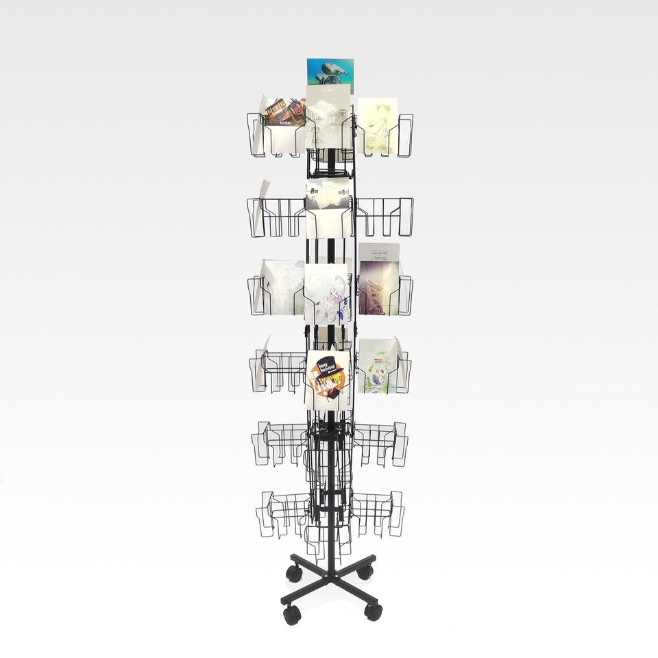 72-Pocket 5x7" (5.3") Vertical Greeting Card Display Spinning Floor ...
