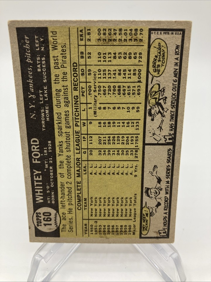 1961 Topps Whitey Ford #160 | eBay