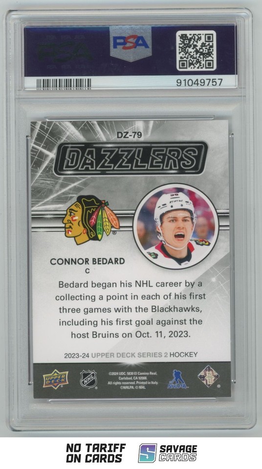 2023-24 Upper Deck Dazzlers Pink Rookie Connor Bedard #DZ-79 Chicago ...