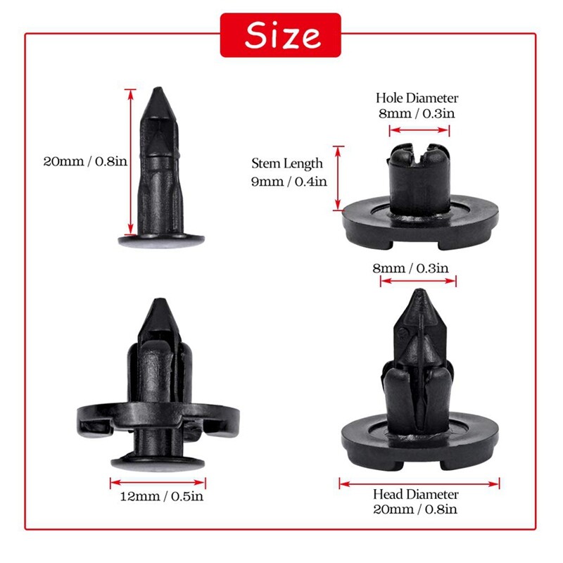 200PCS Push Type Retainer Clips 8mm Liner Clips for Trim Rivet4753 | eBay