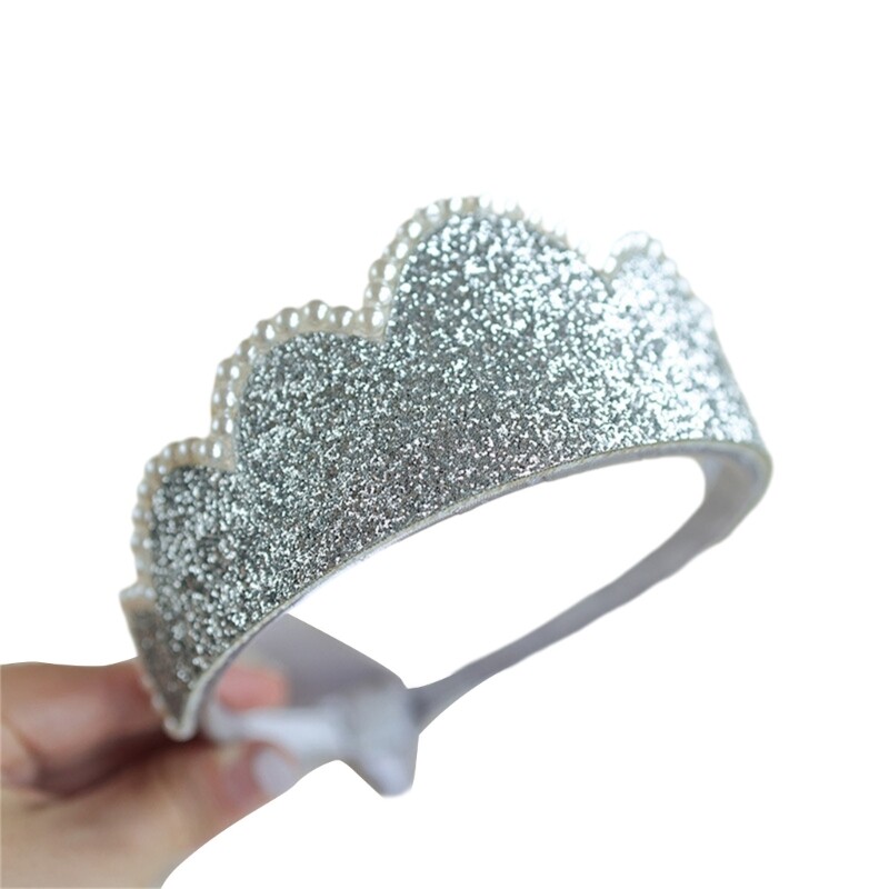 Glitter Pearl Crowns Children Sparkling Sequins Princess Crown for Kids ...