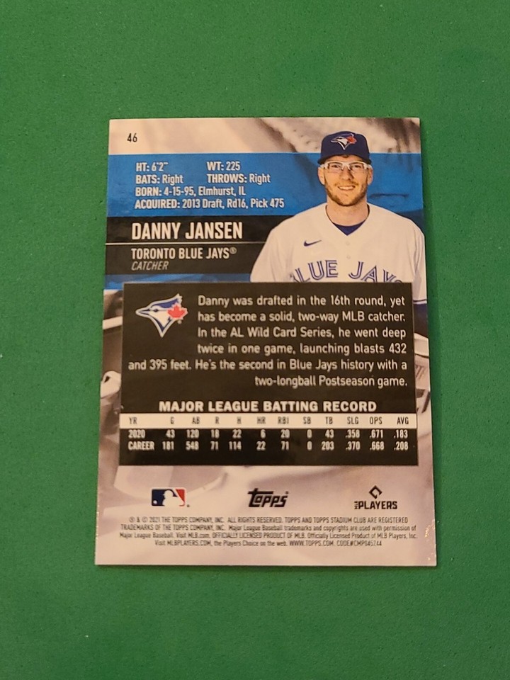 2021 Danny Jansen Topps Stadium Club #46 | eBay