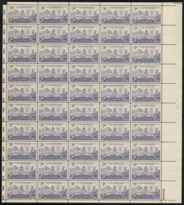 US #1001 3¢ Colorado Statehood 75th Anniv.,Sheet VF NH, tiny UL corner ...