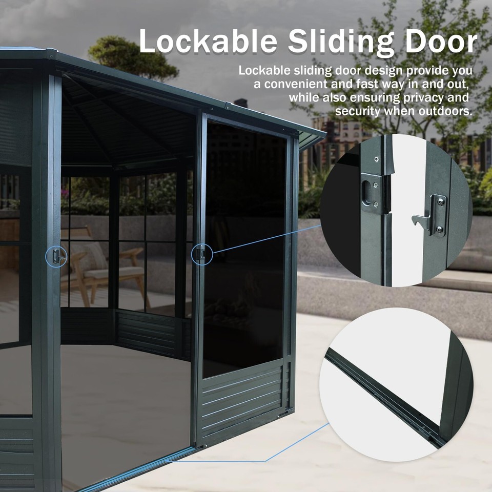 13x13 FT Outdoor Sunroom Octagonal Solarium Screen House Aluminum ...