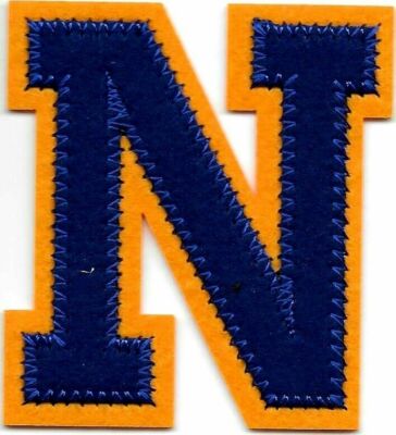 2 1/2" Navy Blue Yellow Block Letterman's Letter N Felt Patch | eBay