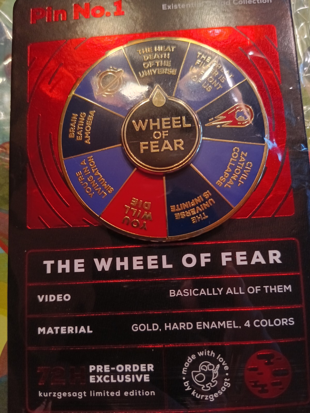 Kurzgesagt In a Nutshell Wheel of Fear Pin Limited Edition NEW - JUST ...