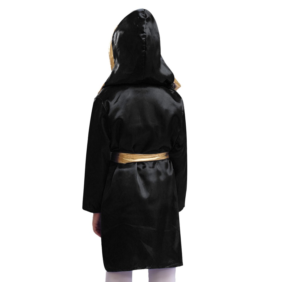Boys Boxing Costume Cosplay Boxer Cloak for Kids Metallic Hooded ...