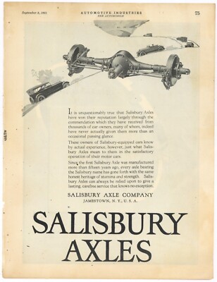 1921 Salisbury Axle Co. Ad: Picture of Auto Axle - Jamestown, New York ...
