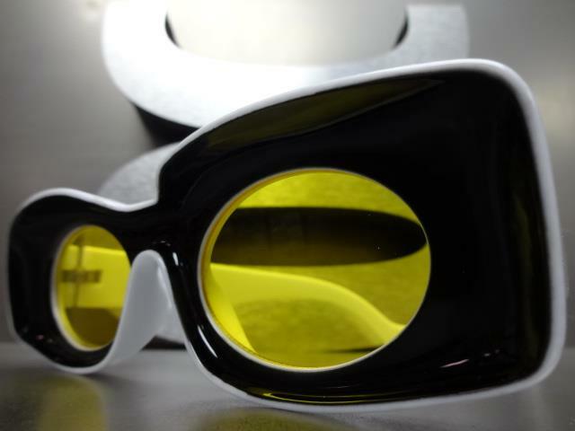 OVERSIZED EXAGGERATED Funky Retro SUNGLASSES Thick White Black Frame ...