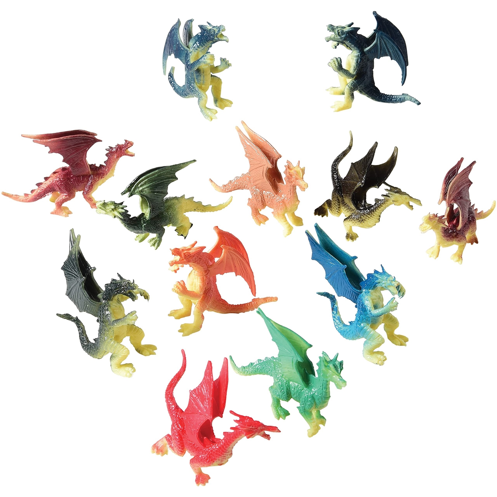 U.S. Toy Assorted Color and Design Mini Dragon Action Figures (12), 36 ...