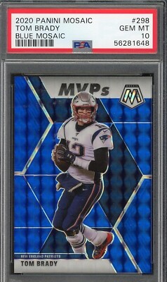 Tom Brady 2020 Panini Blue Mosaic Football Card #298 Graded PSA 10 74/ ...