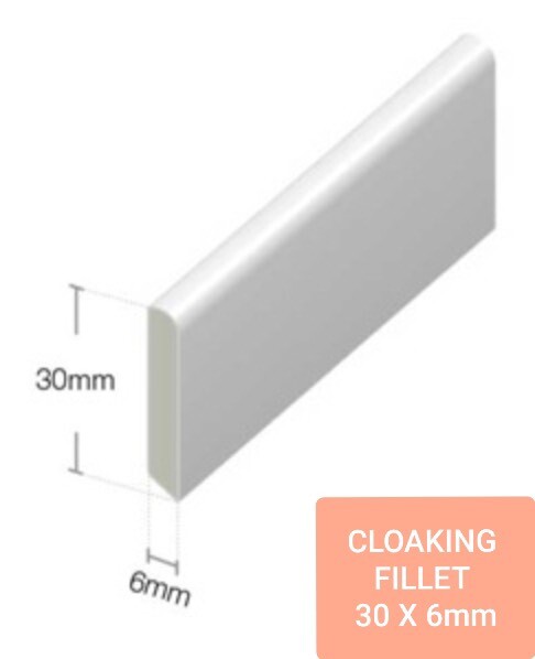 5m x 30mm White UPVC Plastic Trim Cloaking Fillet Window Bead COILED ...