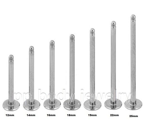 16G 14G 316L Surgical Steel EXTRA LONG SIZES Labret Cheek Piercing Post ...
