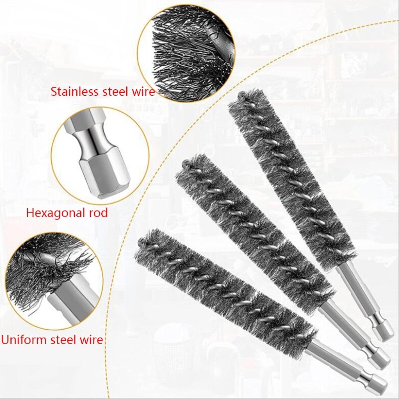 6 Pcs Bore Brush Bronze Bore Brush Steel Wire Hole Brush Set ...