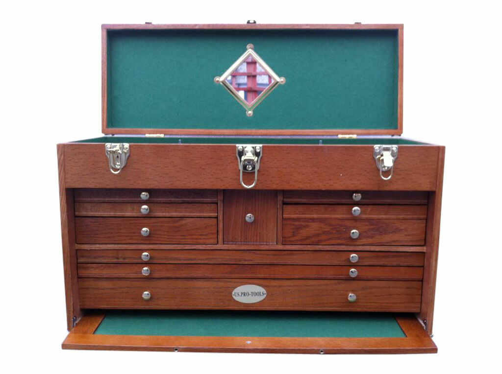 90 US Pro Tools Wooden Top Tool Box Tool Chest Wood Cabinet Engineer ...