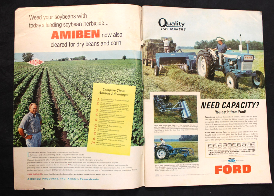 VINTAGE APRIL 3, 1965 INDIANA PRAIRIE FARMER MAGAZINE ~ IH, FORD, ALLIS ...
