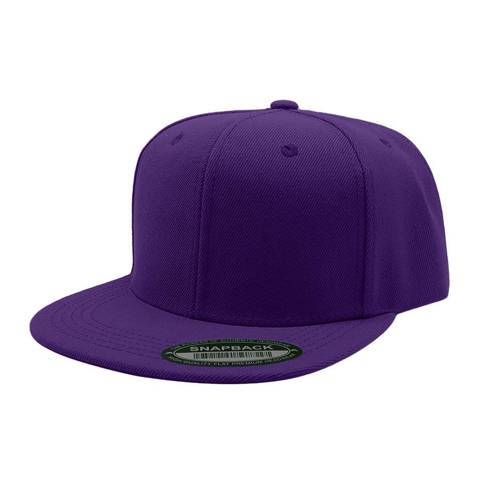 Men Snapback Hat Classic Trucker Style Flat Brim Baseball Cap Solid ...