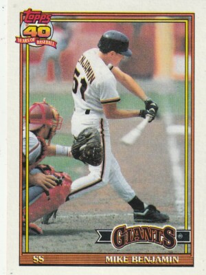 FREE SHIPPING-MINT-1991 Topps Mike Benjamin #791 GIANTS-40 YEARS OF ...