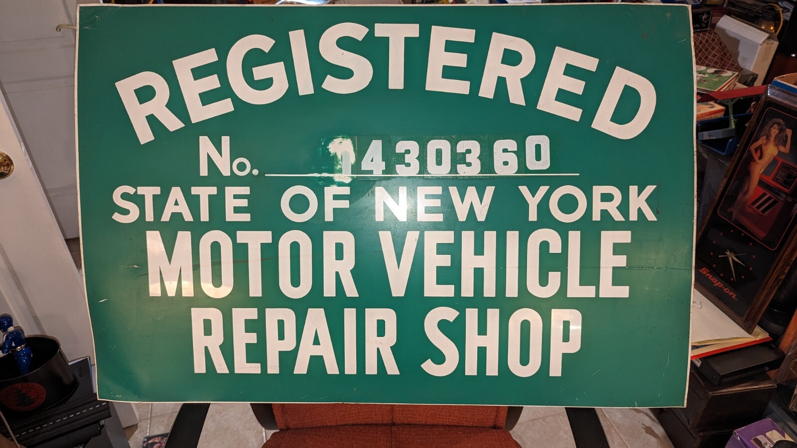 Vintage New York State Official Motor Vehicle Repair Shop Sign single ...