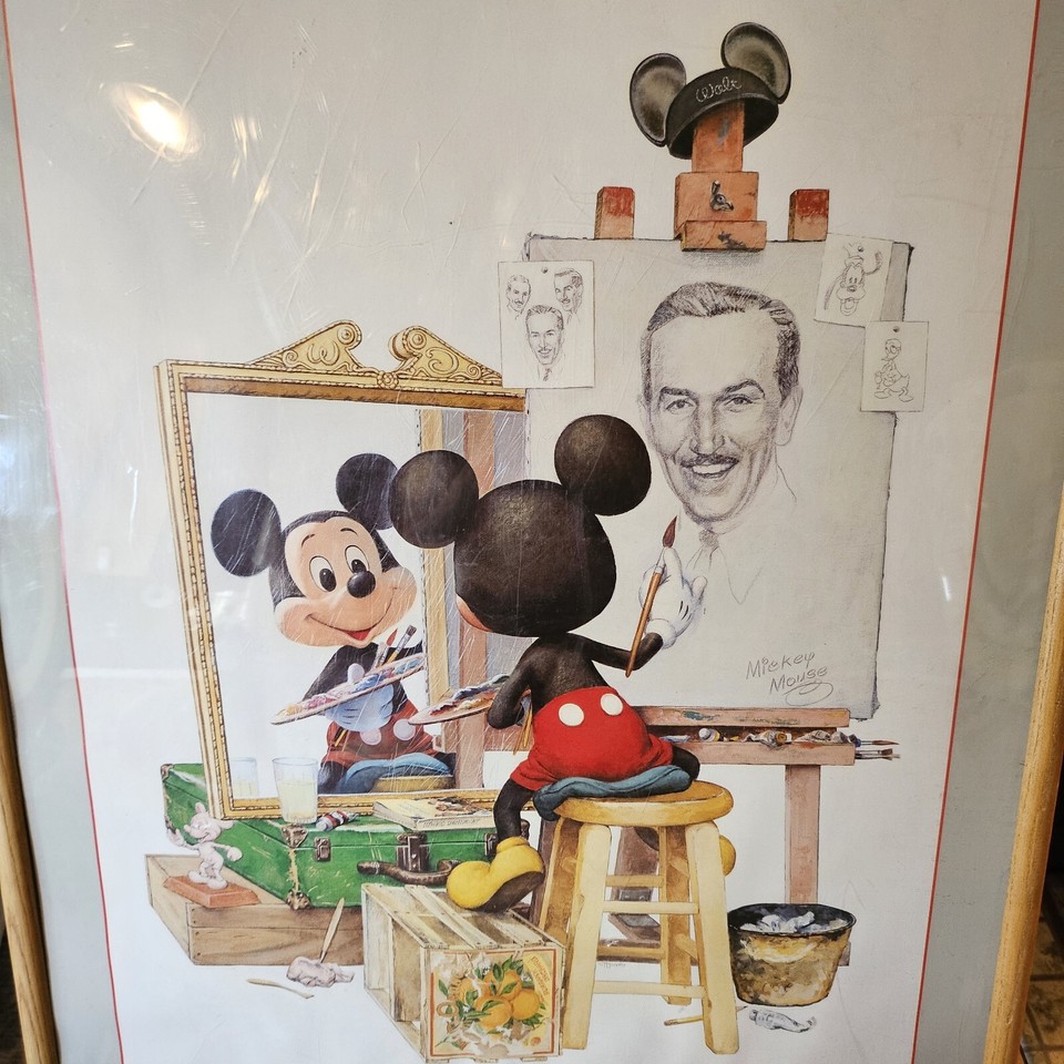 WALT DISNEY FRAMED FINE ART POSTER MICKEY MOUSE DRAWING PAINTING ART | eBay