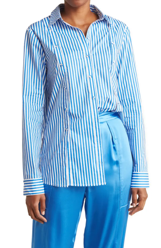 $295 - NICHOLAS Teagan Extra Button Placket Shirt in Bengal/Olympic ...