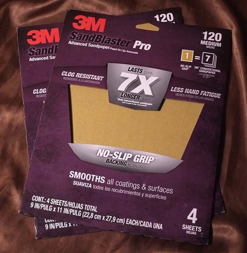 3M NOS 120 Grit 7x Sand Paper 8 sheets 9x11 | eBay