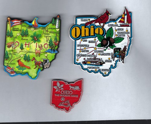 OHIO MAP MAGNET ASSORTMENT 3 NEW STATE SOUVENIRS including ARTWOOD and ...