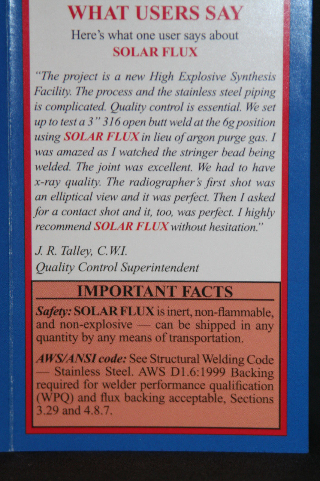 SOLAR FLUX TYPE B For Stainless Steel Welding, TIG MIG SMAW, FREE ...