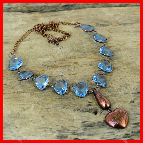Copper Trillion Natural Tanzanite Quartz Engagement Chain Electroformed ...