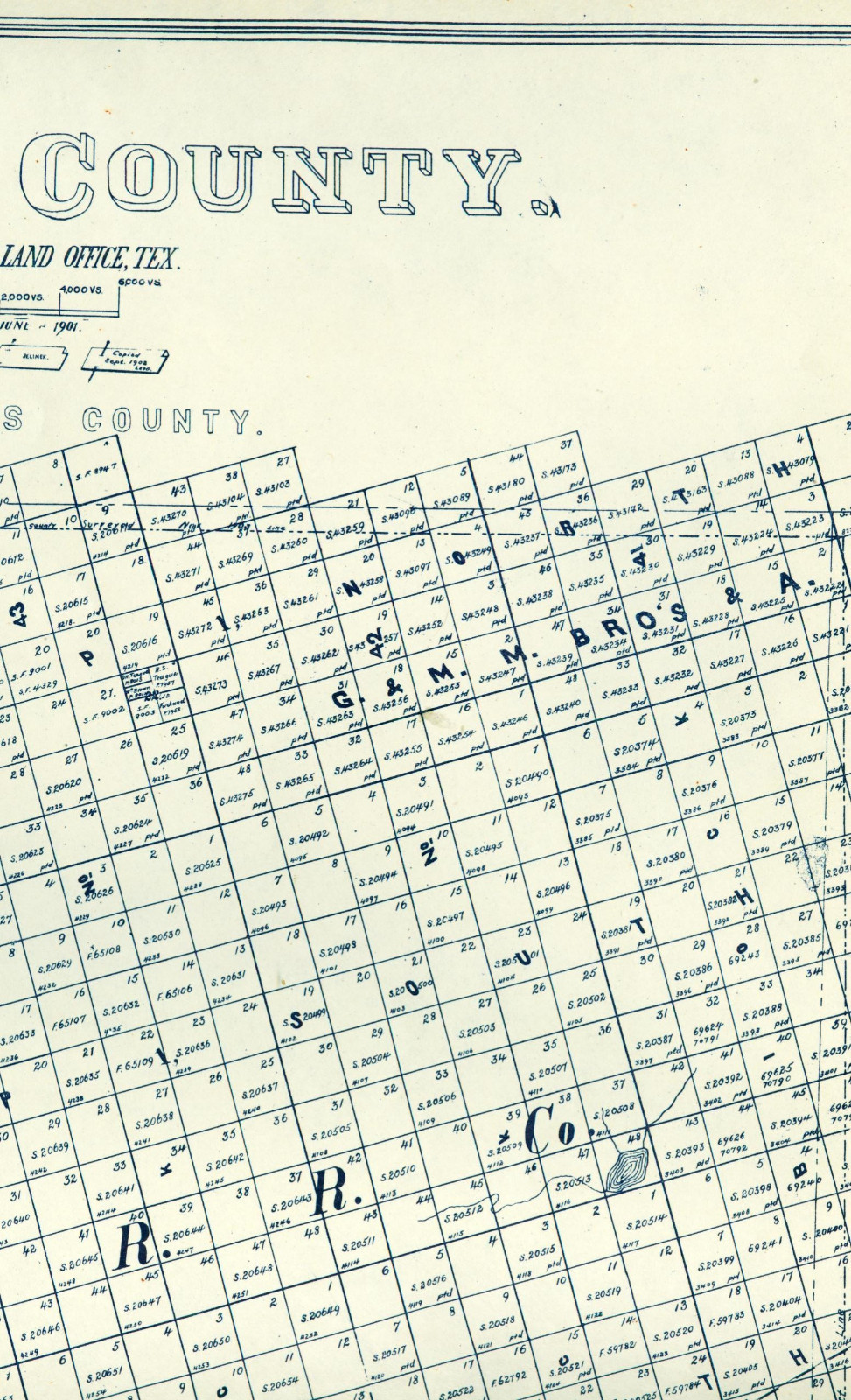 Old Ector County Texas Land Office Owner Map Odessa Goldsmith Penwell ...