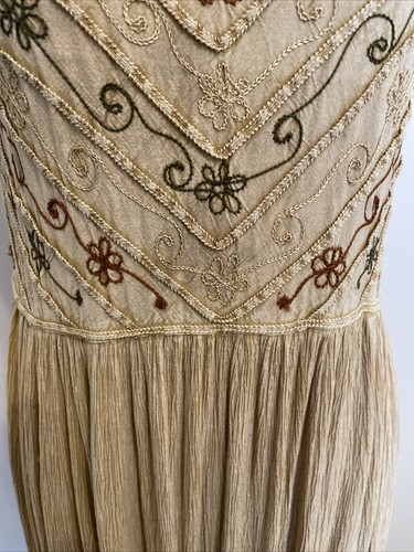 Vintage 80s 90s Rayon Gauze Boho Hippie Embroidered Dress Maxi MPH ...