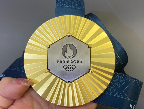 Paris Olympic Gold Medal Comes with Ribbons & Display Stand Stand Exact ...