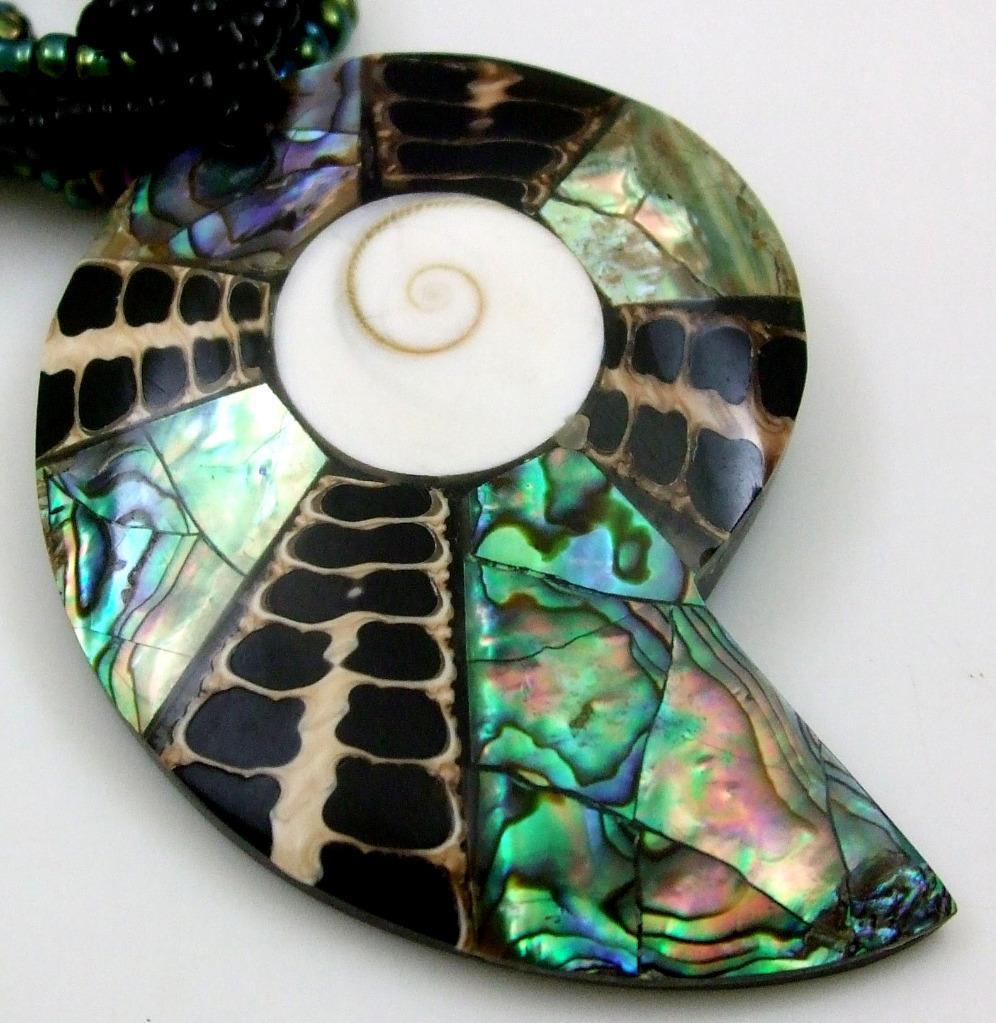 Abalone Shell Cone Shell Shiva Eye Pendant Beads Necklace Women Jewelry ...