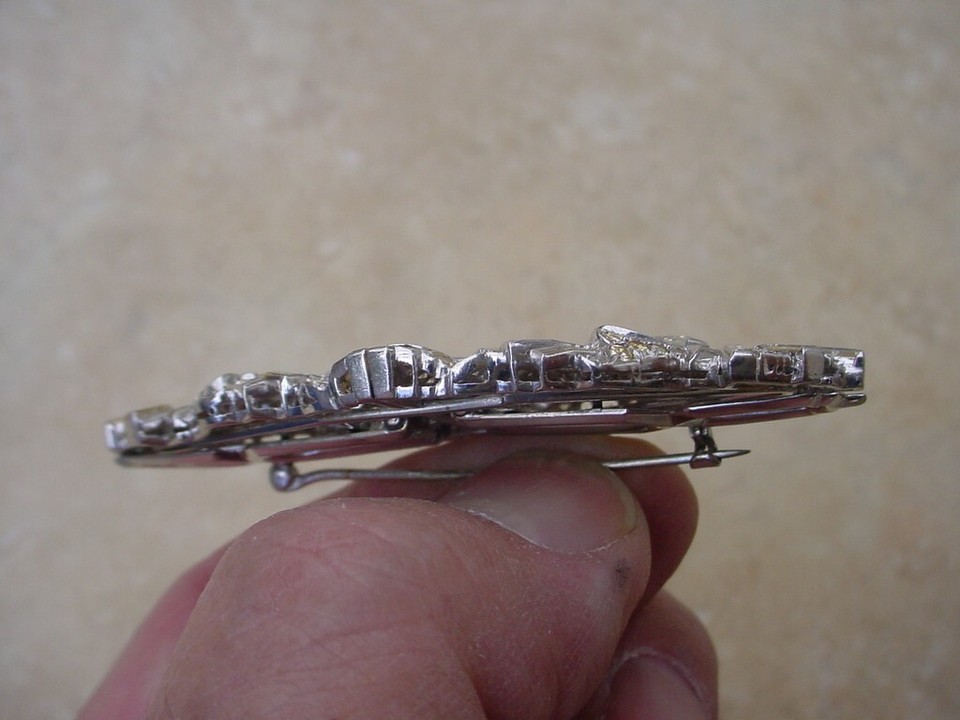 Smashing Art Deco Platinum Brooch/ Jacket Clips, Close to 5 Carats In ...