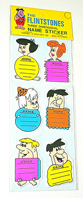 Vintage The Flintstones 6 Puffy Name Tag Stickers 1979 NOS New MIP Fred ...