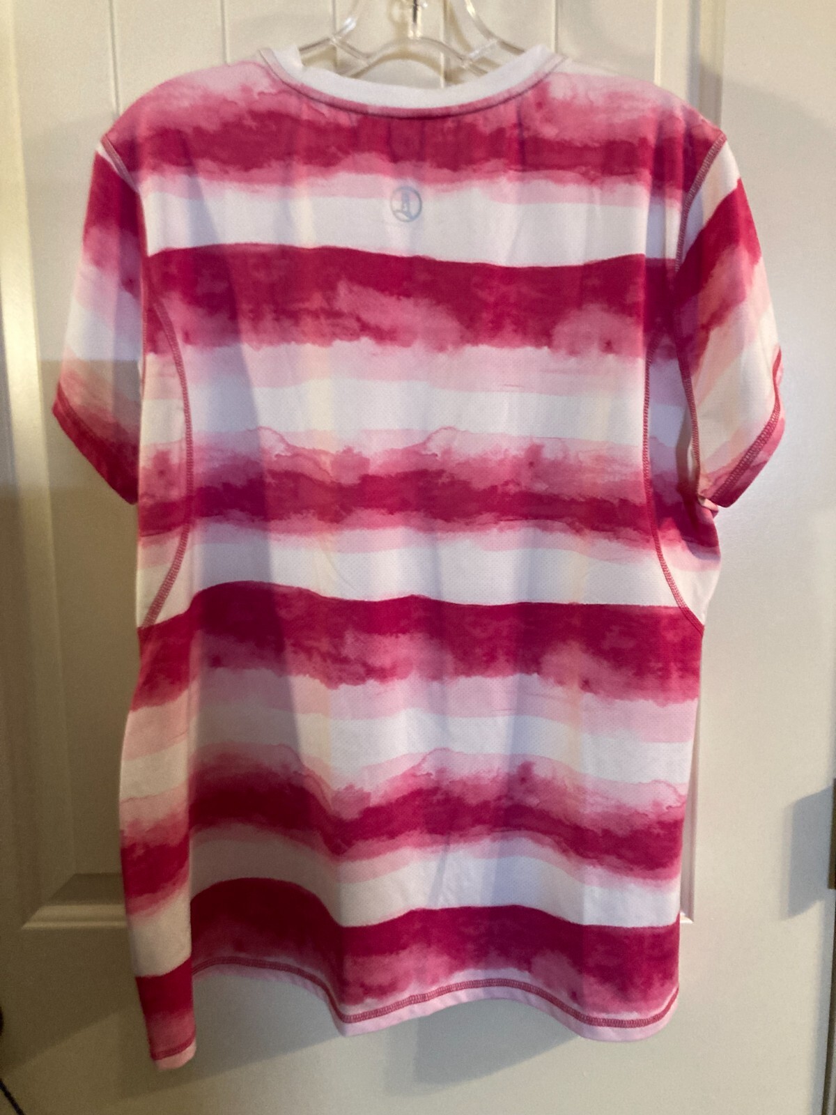 Women's Lands End Pink & White Rash Guard Swim Top S/S XL | eBay
