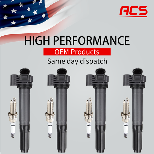 Set of 4 Ignition Coils + 4X Spark plug OEM For 2012-2017 Fiat 500 1.4L ...