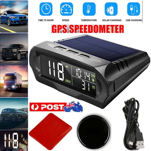 Digital GPS Speedometer Wireless Car HUD HEAD UP Display Solar Panel ...