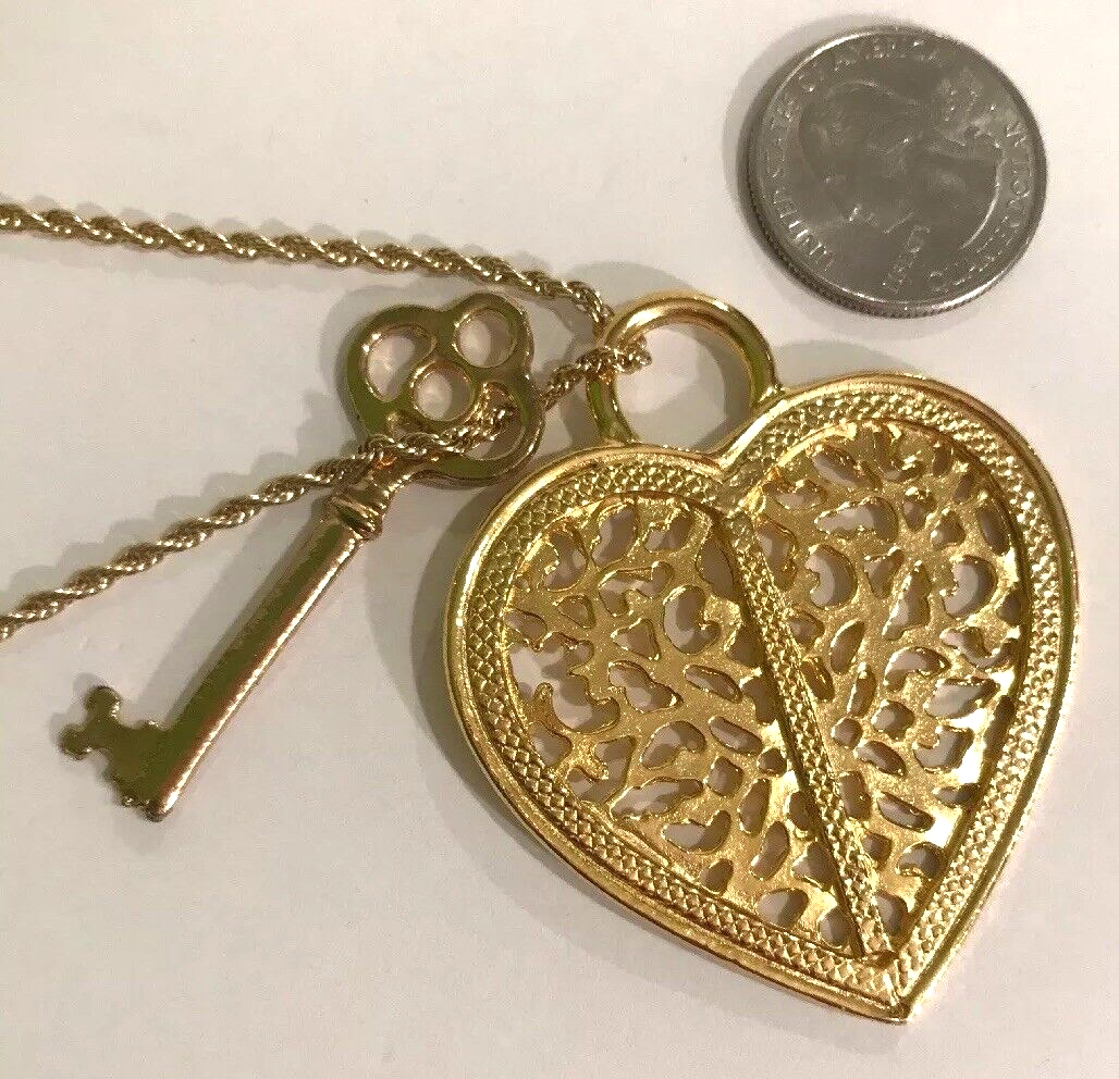 Leach Garner Technibond 29 1/2" Chain NECKLACE Gold Plate + Key To My ...