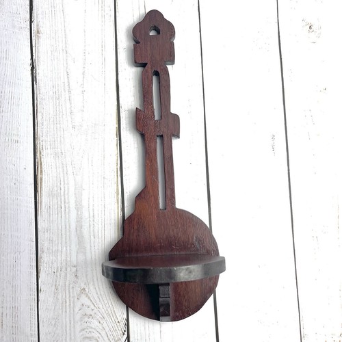 Vintage Banjo Style Shape Solid Wood Shelf Handcrafted Details Dark ...
