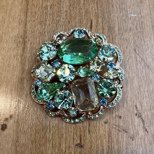 Weiss Signed Green And Blue Multi Stone Brooch | eBay