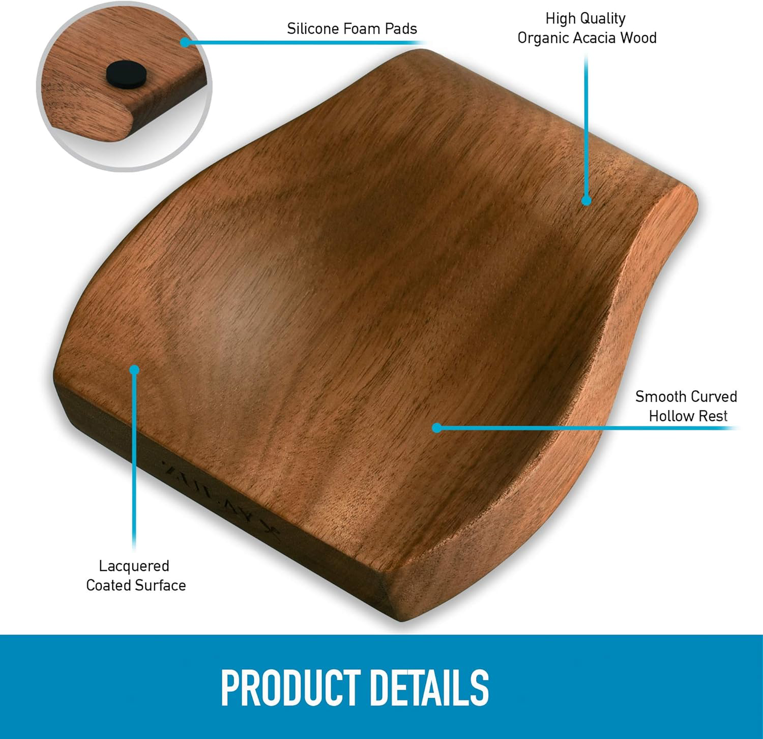 Zulay Acacia Wood Spoon Rest For Kitchen - Smooth Wooden Spoon Holder ...