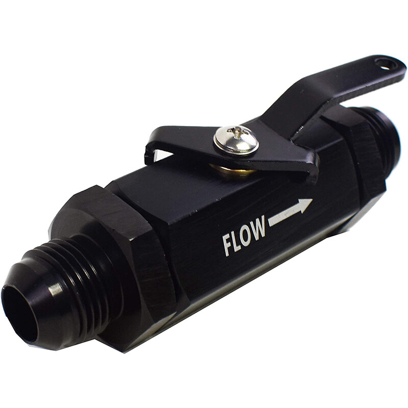 AN10 10AN Male Aluminum Inline Fuel Shut Off Valve w/ Cable Lever Black ...