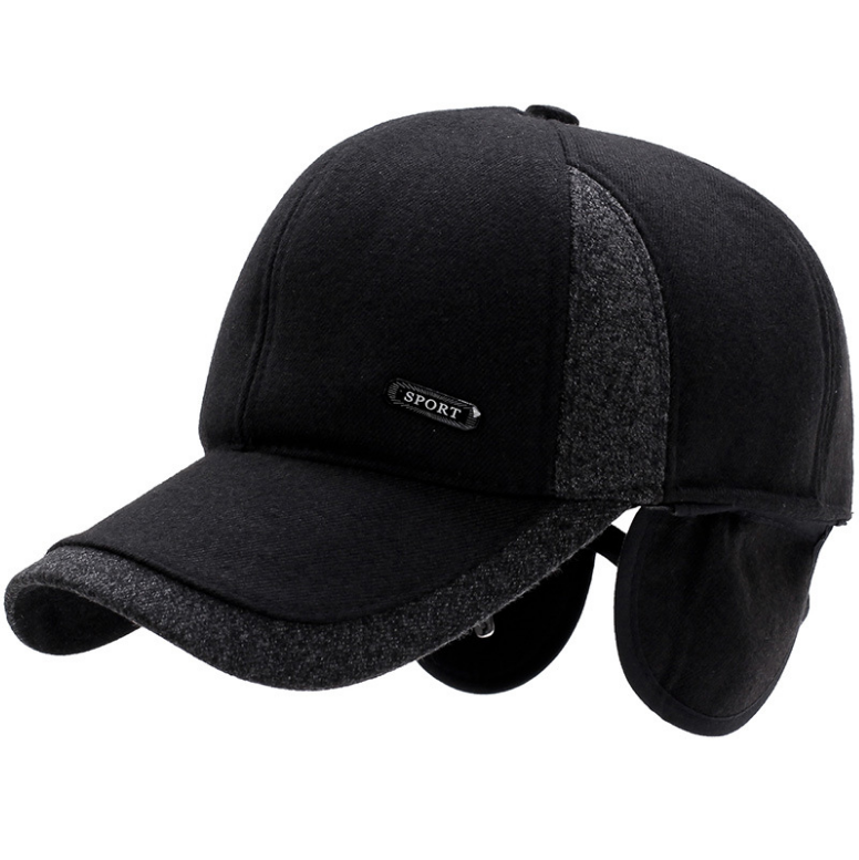 Men's Warm Wool Baseball Cap Ear Flaps Thicken Cotton Snapback Hats ...
