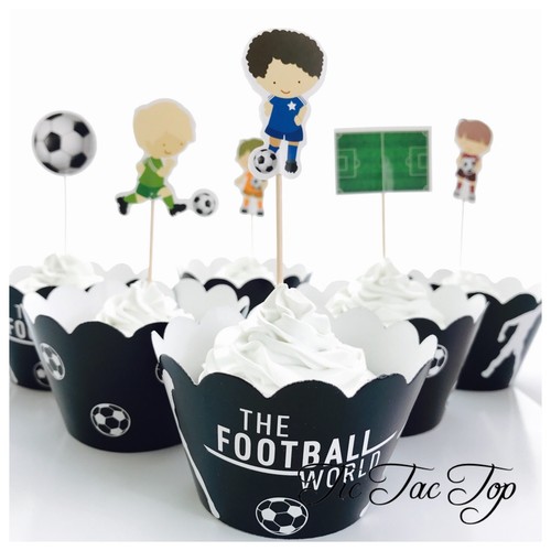12x Soccer Football Team Topper + Wrapper. Sport FIFA Party Supplies ...