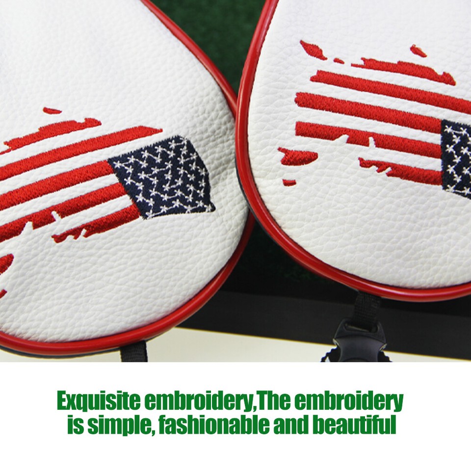 3PC USA Flag Golf Club Head Covers for Driver Fairway Woods Premium ...