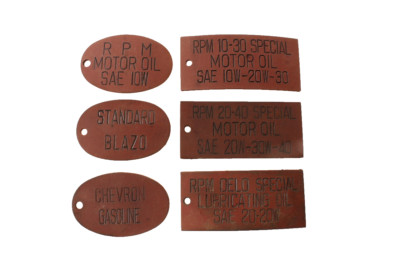 6 Vintage RPM Chevron & Standard Oil Barrel Tag Signs | eBay